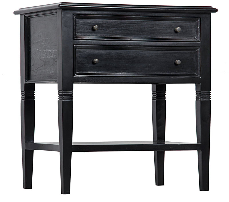 Noir QS Oxford 2-Drawer Side Table, Hand Rubbed Black – eCTURE